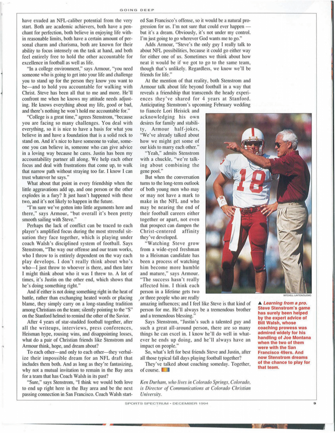 Throwback Thursday: December 1994, Steve Stenstrom - Sports Spectrum