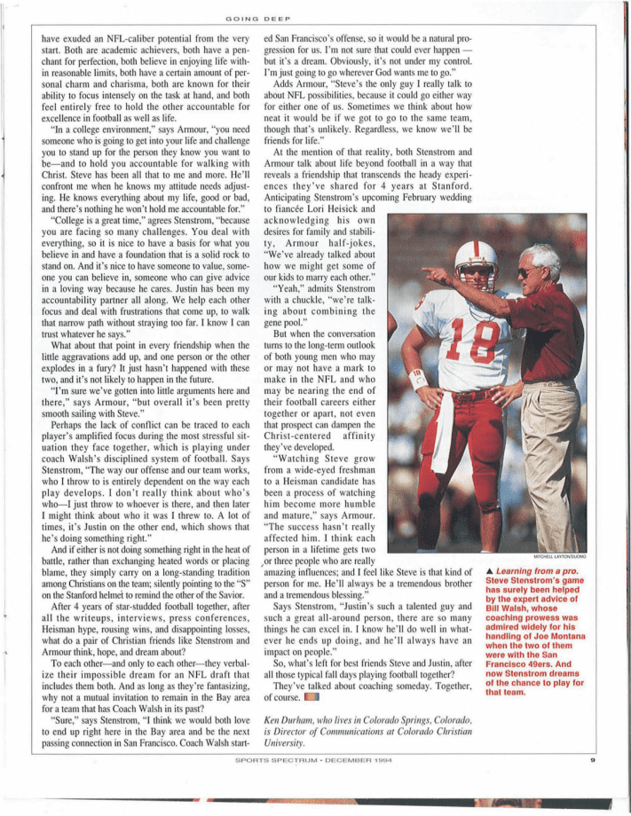 Throwback Thursday: December 1994, Steve Stenstrom - Sports Spectrum