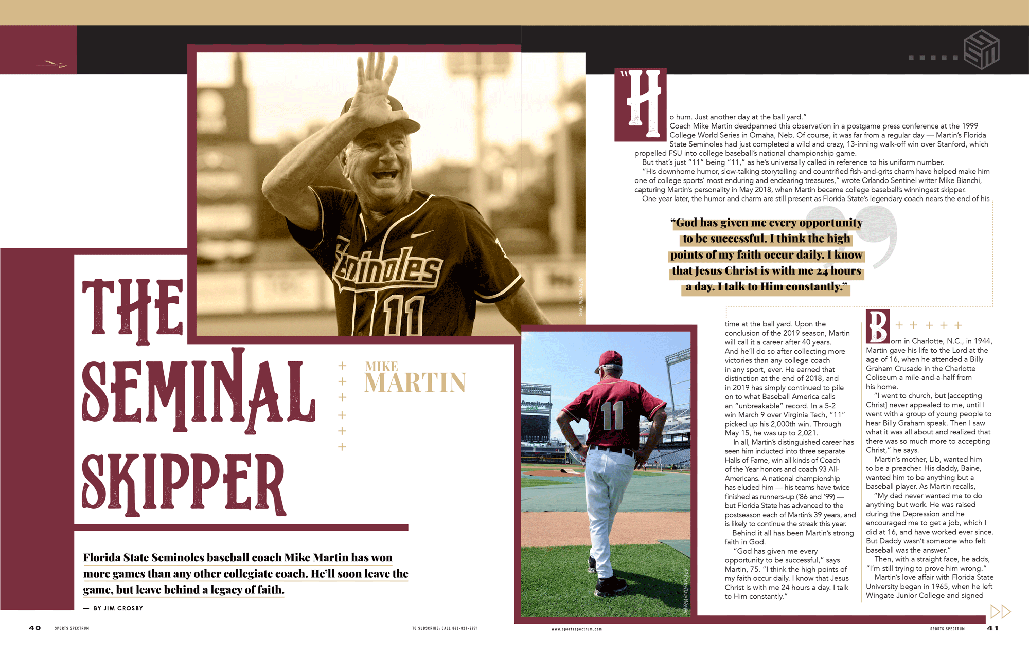 MAGAZINE: Florida State baseball coach Mike Martin is the seminal ...